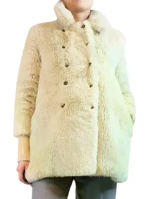 CHARLES ANASTASE VINTAGE Faux-fur Double-breasted Coat - Neutrals
