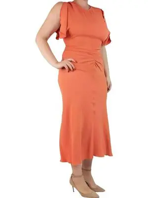 Victoria Beckham Ruched Midi Dress - Orange