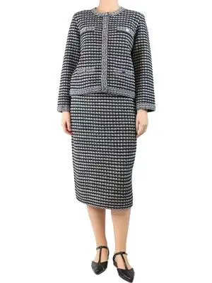 Tory Burch Jacquard Knit Cardigan And Skirt Set - Black