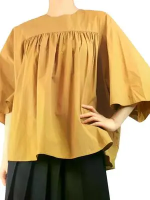 Raey Gathered Flared-sleeve Blouse - Brown