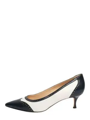 MANOLO BLAHNIK Manolo Blahnik Blue And White Leather Pumps