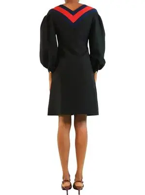 Gucci Puff-sleeve Zip-up Mini Dress - Black