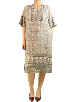 Sea Floral-print Silk Dress - Neutrals
