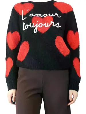 MC2 SAINT BARTH L'amour Toujours' Embroidered Sweater - Black