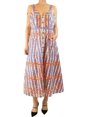 Saloni Sleeveless Floral Print Midi Dress - Neutrals