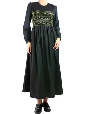 LORETTA CAPONI Loretta Caponi Shirred Bodice Midi Dress