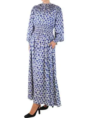 Loretta Caponi Zaira Geometric-print Maxi Dress - Blue