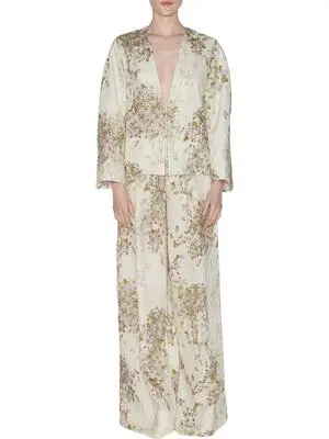 LIA COHEN Transcend Floral Linen Pleated Blazer - Multicolor