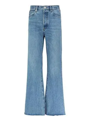 FRAME The Lax Distressed Flared-leg Jeans - Blue