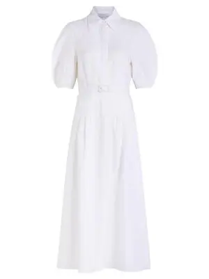 Gabriela Hearst Maude Darted Linen Midi Shirt Dress - White