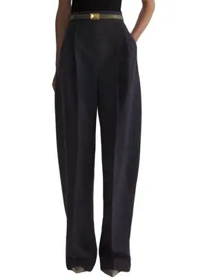 MUGLER High-waisted Straight Leg Pants - Grey
