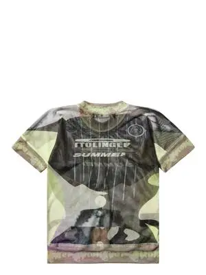 Ottolinger Graphic Print Mesh T-shirt - Brown
