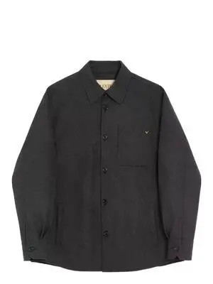 Valentino Garavani Shirt Jacket In Nylon Gabardine With Vgold - Grey