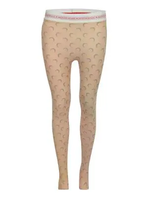 MARINE SERRE Crescent Moon Stirrup Leggings - Neutrals