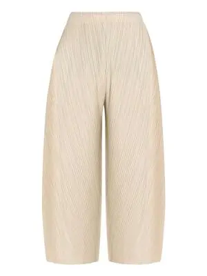 Issey Miyake Pleated Wide-leg Trousers - Beige