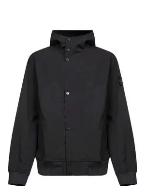 Stone Island Hooded Zip-up Jacket - Black