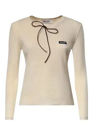 Miu Miu Cotton Bow T-shirt - Ecru