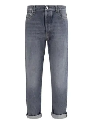 Brunello Cucinelli Brunello Cucinelli Straight-Leg Turn-Up Jeans Grey