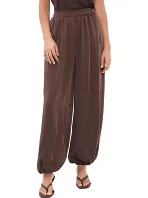 Bardot Nikola Satin Balloon Pants - Dark Choco