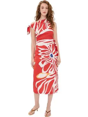 DE LORETA Cleo Floral Print Midi Dress - Miraflores