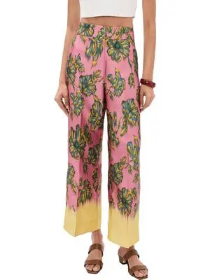 ALEMAIS Faye Floral Print Twill Trousers - Multi
