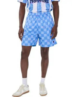 NAHMIAS Scribble Check Soccer Shorts - Blue Iris