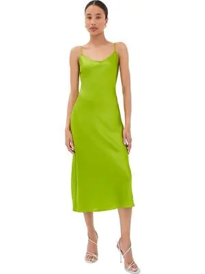 Sablyn Taylor V-neck Silk Midi Dress - Chartruese