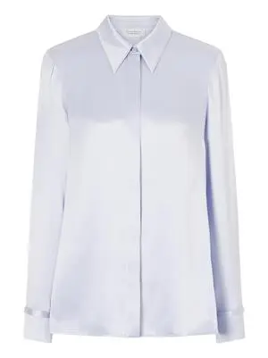 Gabriela Hearst Cruz Silk Satin Shirt - Blue