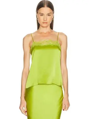Sablyn Haya Cami Top With Lace Trim - Chartruese