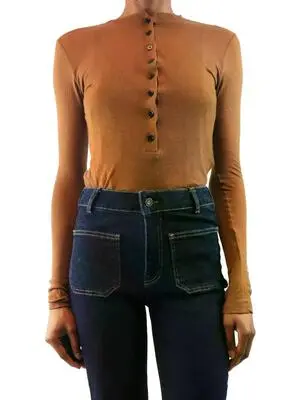 Victoria Beckham Long Sleeve Button-up Bodysuit - Blue
