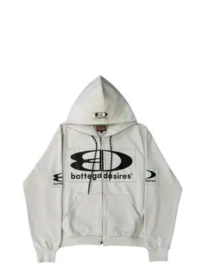 BOTTEGA DESIRES Logo-print Zip-up Hoodie - Grey