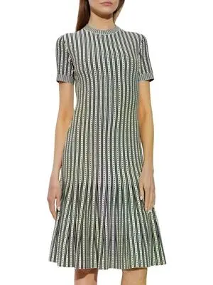 Alexander McQueen Striped Knitted Midi Dress - Neutrals