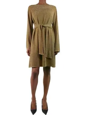 Vanessa Seward Belted Knit Mini Dress - Brown