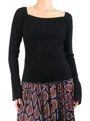 3.1 Phillip Lim Ribbed Beaded-trim Top - Black