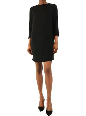 THE ROW Crepe Boat Neck Mini Dress - Black