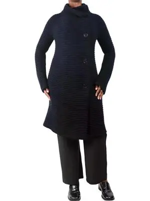 JIL SANDER Ribbed Cashmere Coat - Blue