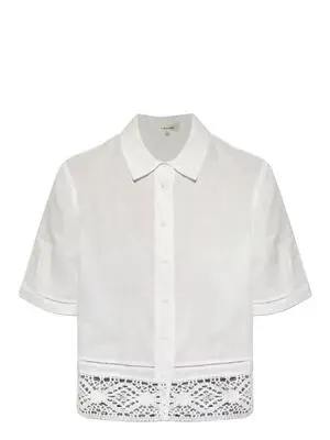 FRAME Heirloom Lace-trim Short-sleeve Shirt - White