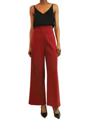 SERGIO HUDSON Darted Waist Wide Leg Trousers - Red