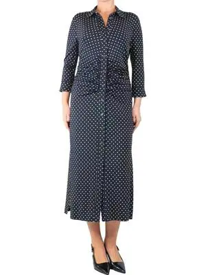 Altuzarra Ruched Polka-dot Midi Dress - Blue