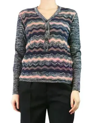 Missoni Zig-zag Knit V-neck Sweater - Grey
