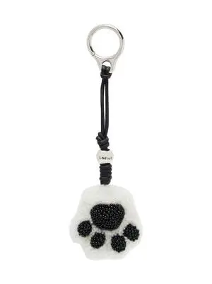 Loewe Paw Shearling And Leather Bag Charm - Black