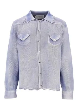 AMARANTO Distressed-effect Knitted Overshirt - Blue