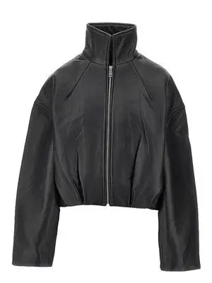 ROTATE BY BIRGER CHRISTENSEN Leather Boxy Jacket - Black
