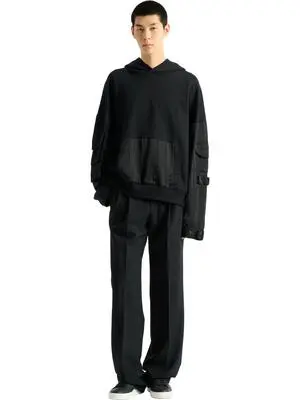 Balmain Textured Nylon Utility Hoodie - Black