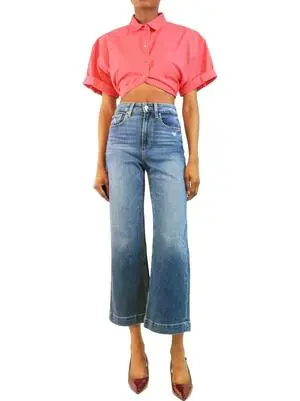 Paige Spotlight Cropped Wide-leg Jeans - Blue