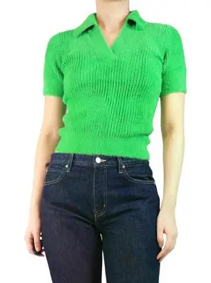 Sandro Brushed-knit Polo-collar T-shirt - Green