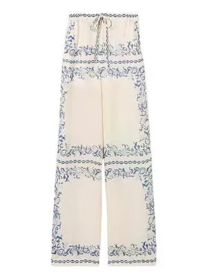 Claudie Pierlot Floral Print Linen Trousers - Neutrals