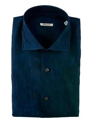 FRAY Spread-collar Button-up Shirt - Blue