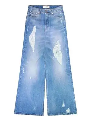 Matieres Fecales Distressed Wide-leg Jeans - Blue