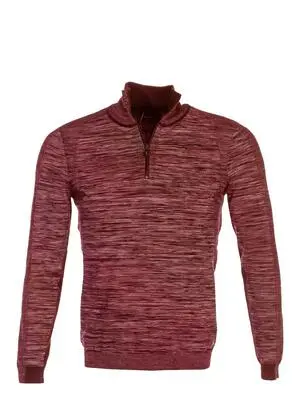 Hugo Quarter-zip Sweatshirt With Horizontal Pattern - Red